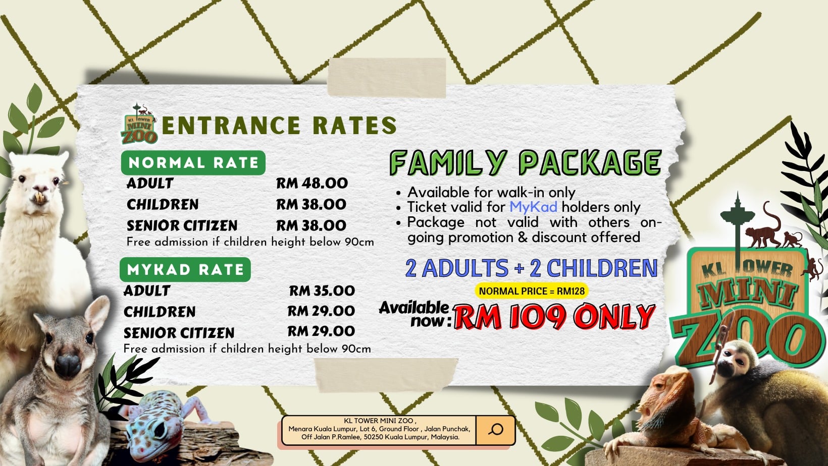 KL Tower Mini Zoo - Port Kanak-Kanak Di Menara KL - Cuti Viral